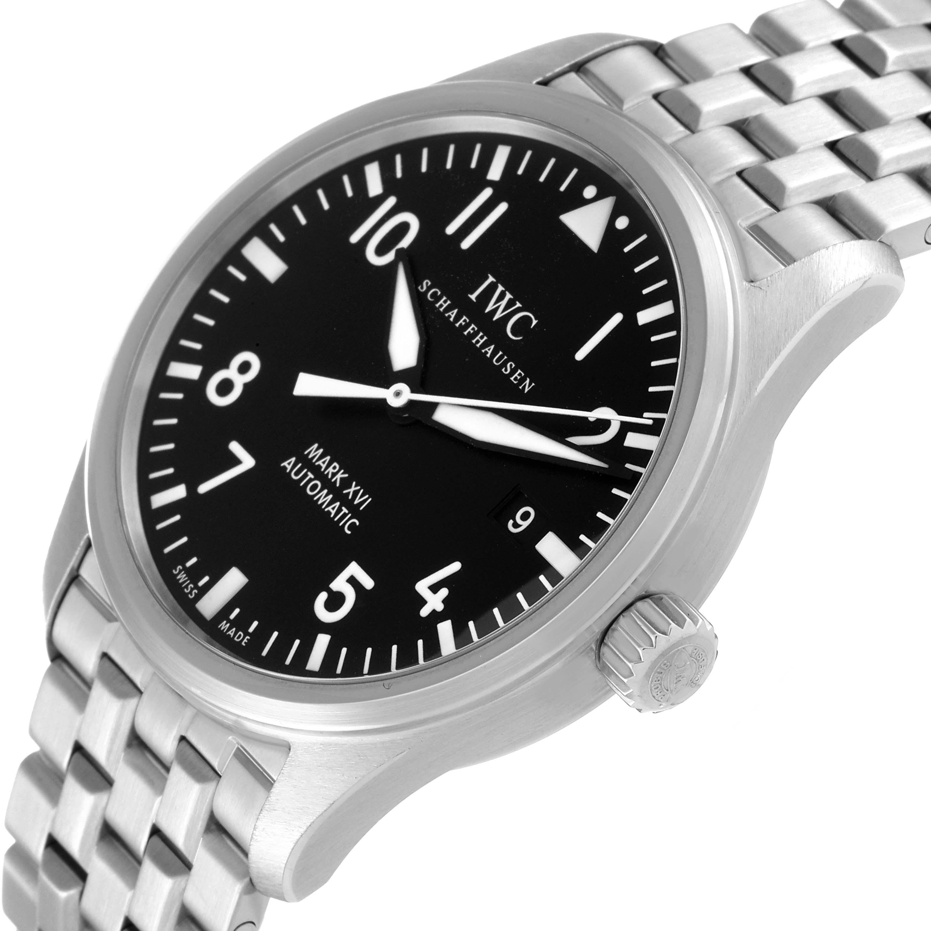 IWC Pilot Mark XVI Black Dial Steel Mens Watch IW325504 Box Card For ...