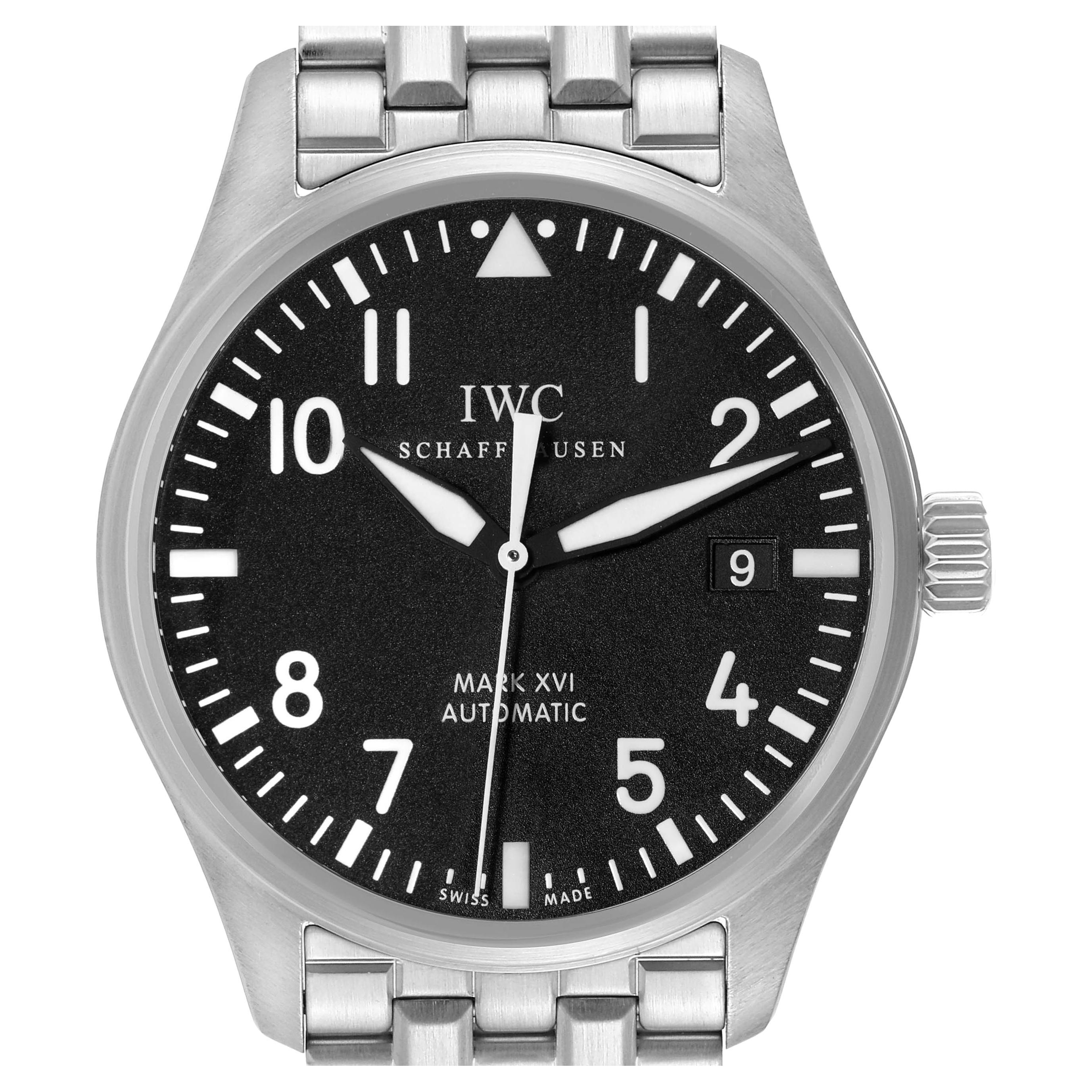IWC Pilot Mark XVI Black Dial Steel Mens Watch IW325504 Box Card For ...