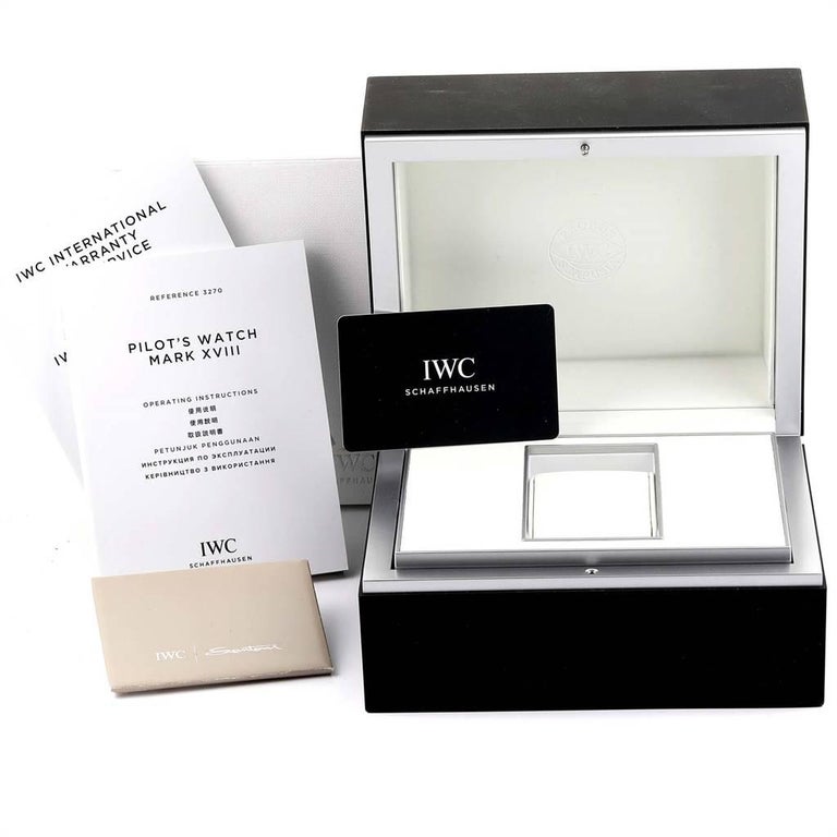 IWC Pilot Mark XVIII Black Dial Steel Men's Watch IW327001 Box Card For ...