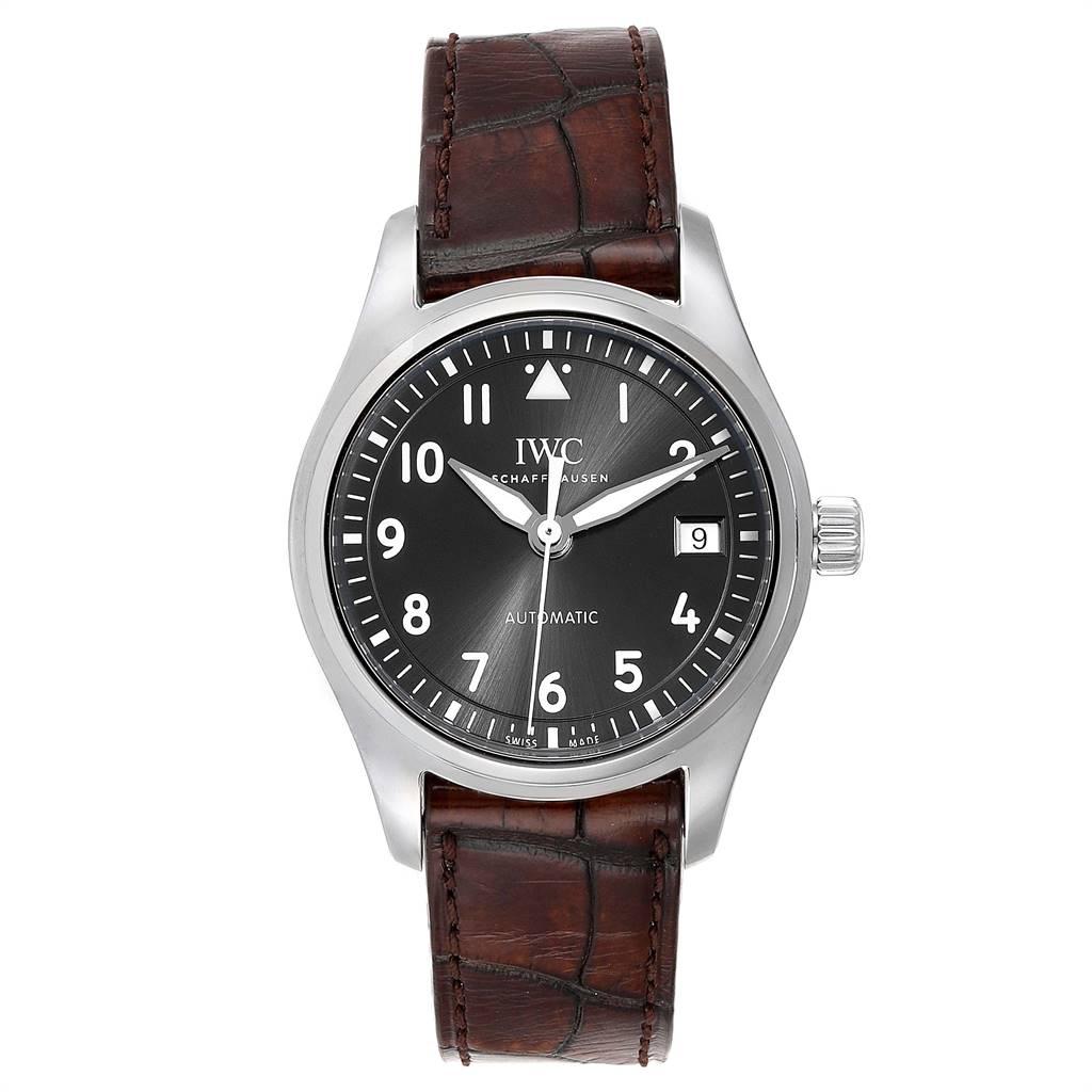 IWC Pilot Slate Dial Brown Strap Unisex Watch IW324001 Box Card For ...