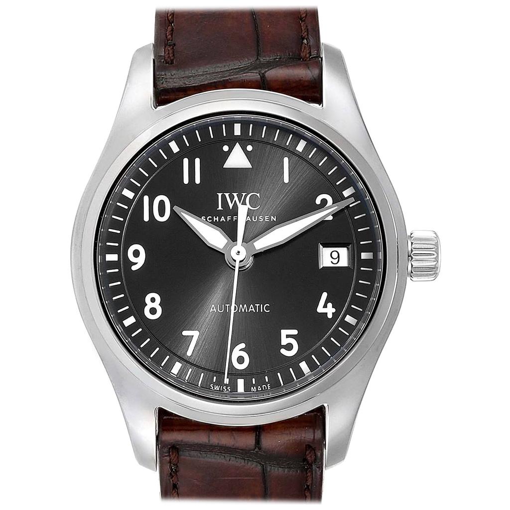 IWC Pilot Slate Dial Brown Strap Unisex Watch IW324001 Box Card For ...