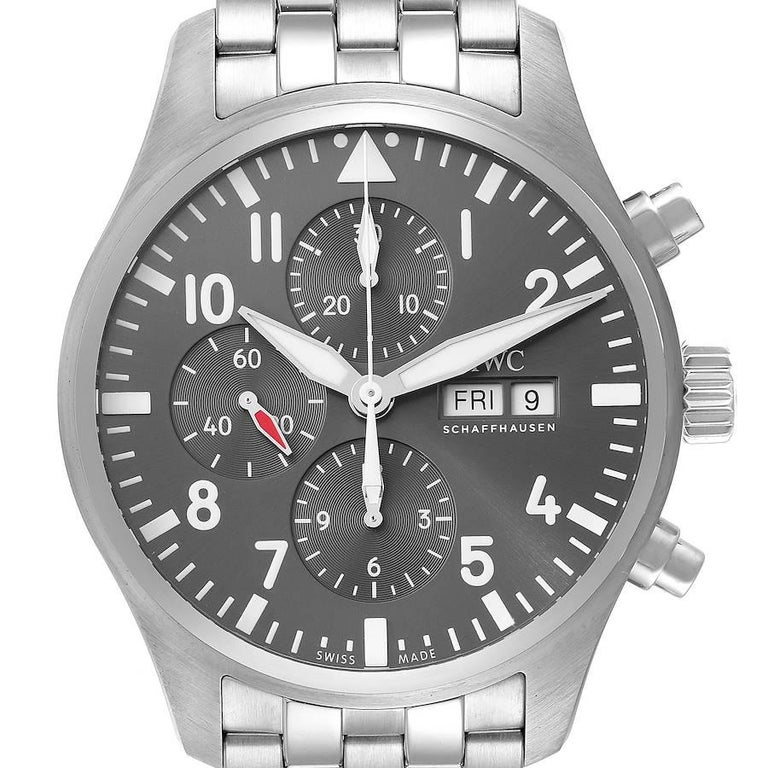 IWC Pilot Spitfire Automatic Chronograph Steel 43mm Mens Watch IW377719 ...