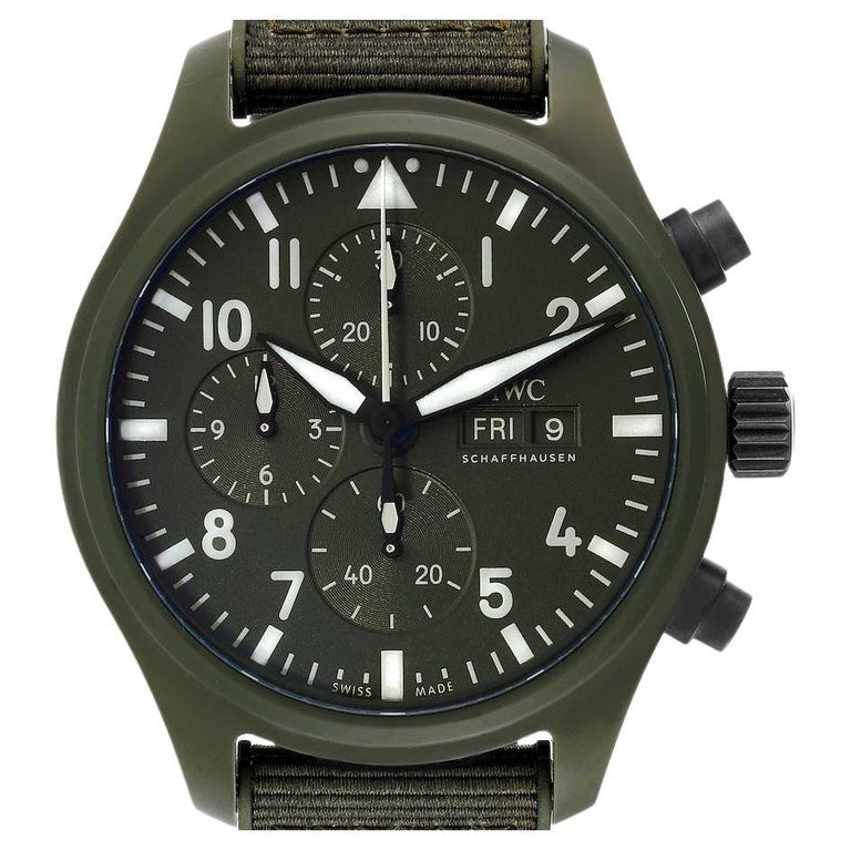 IWC Pilot Top Gun Chronograph Green Dial Mens Watch IW389106 Unworn For ...