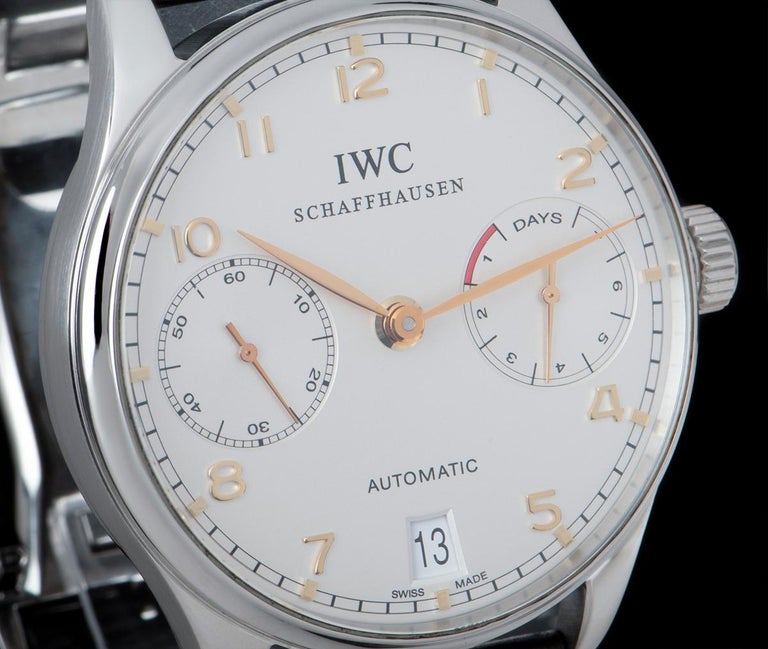 IWC Portugieser Automatic 7 Day Stainless Steel Silver Dial B&P ...