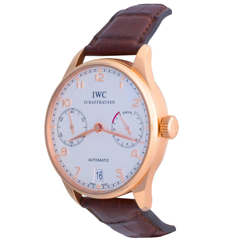 IWC Rose Gold Portuguese Automatic Wristwatch Ref IW500113 at 1stDibs