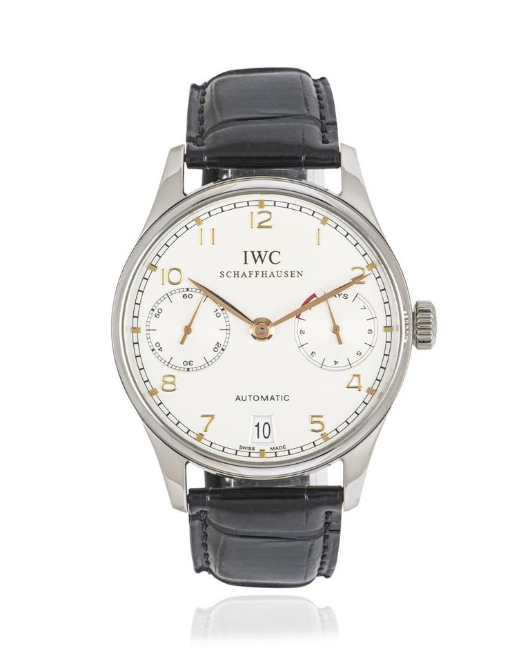 IWC Portuguese Silver Dial Watch IW500114 at 1stDibs
