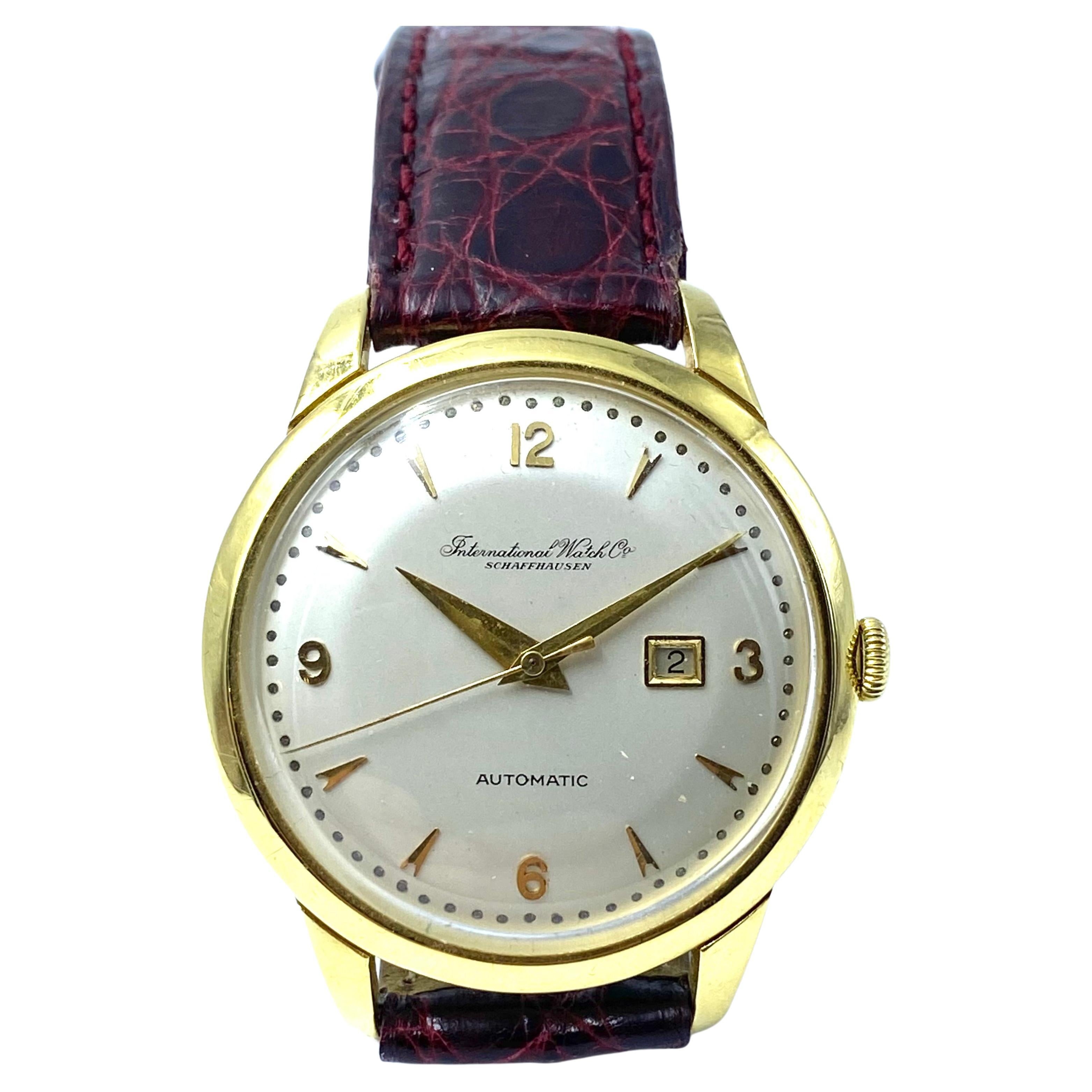 IWC Yellow Gold Square Automatic Wristwatch with Engine-Turned Bezel ...