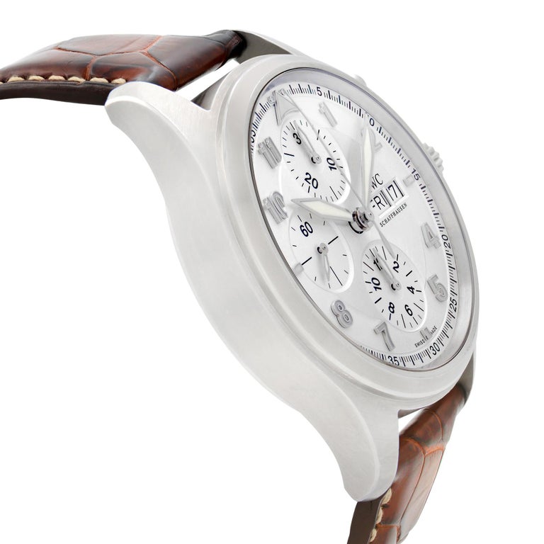 IWC Spitfire Pilot Chronograph Steel Silver Dial Automatic Men's Watch ...