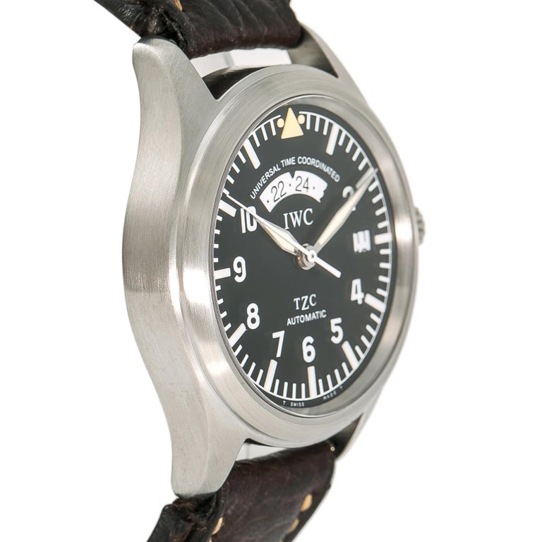 IWC Spitfire UTC 3251 TZC Men’s Automatic Watch Black Dial Stainless ...