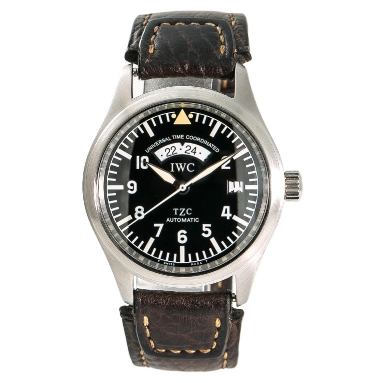 IWC Spitfire UTC 3251 TZC Men’s Automatic Watch Black Dial Stainless ...