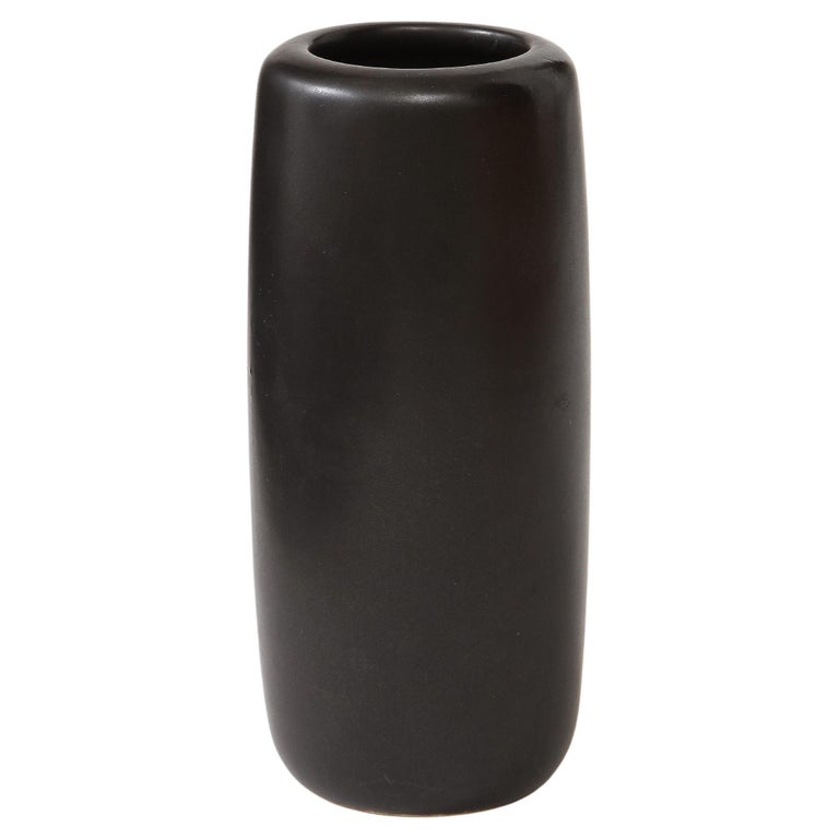 J. B. Matte Black Modern Vase, Signed, c. 1960 For Sale at 1stDibs