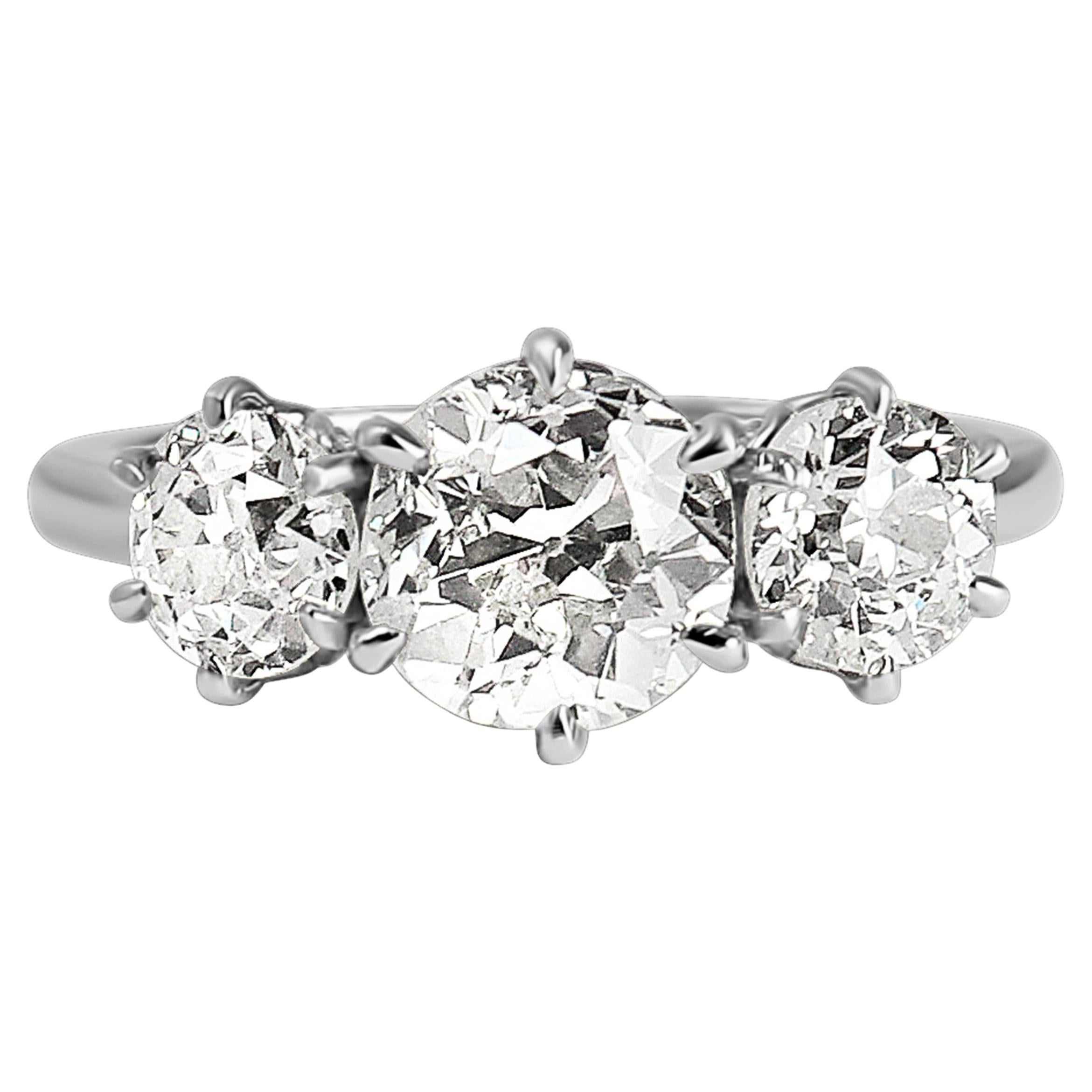 Art Deco Diamond Platinum Three Stone Ring at 1stDibs | three stone art ...