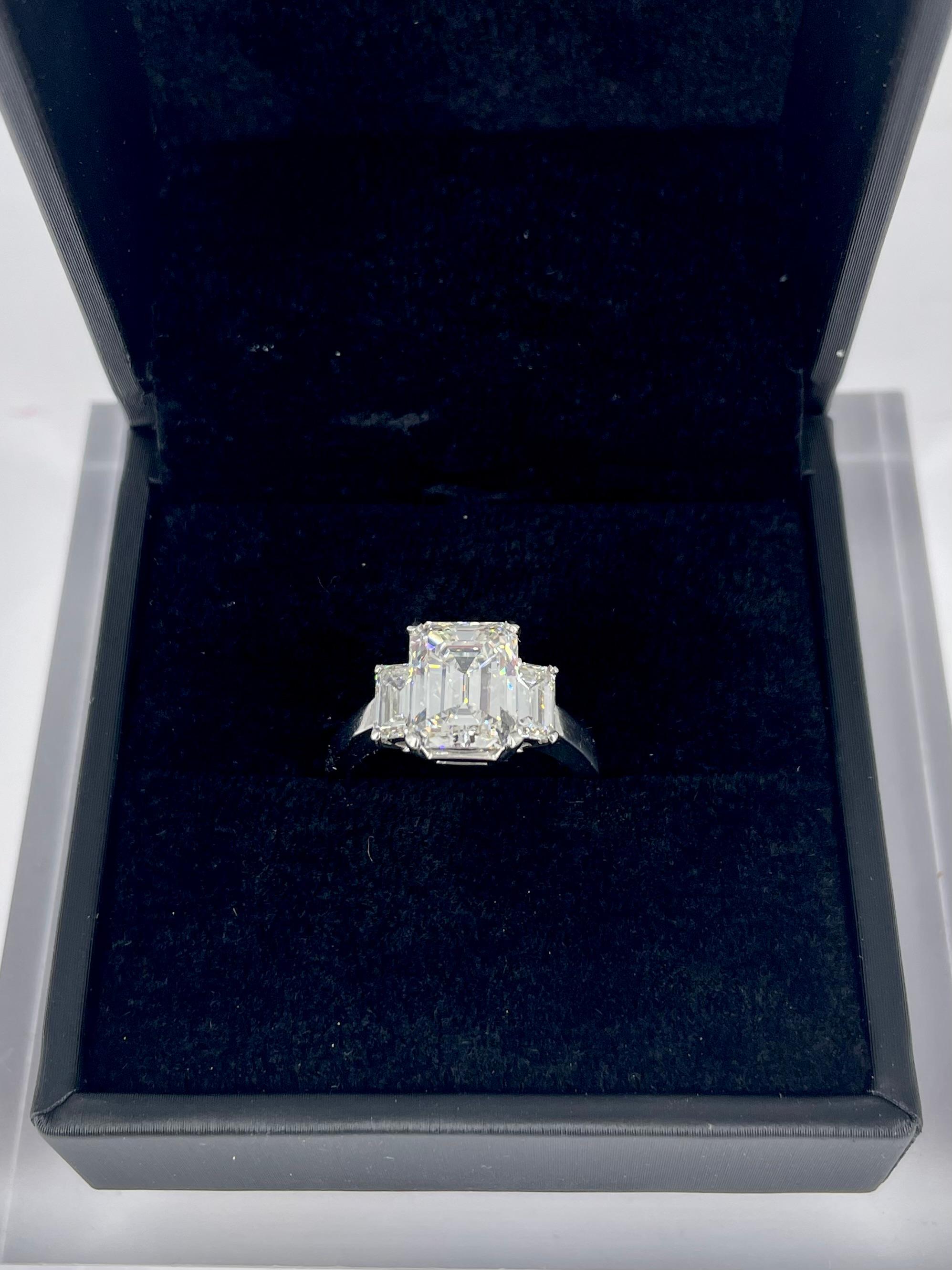 J. Birnbach 3.53 carat Emerald Cut Diamond Three Stone Engagement Ring ...
