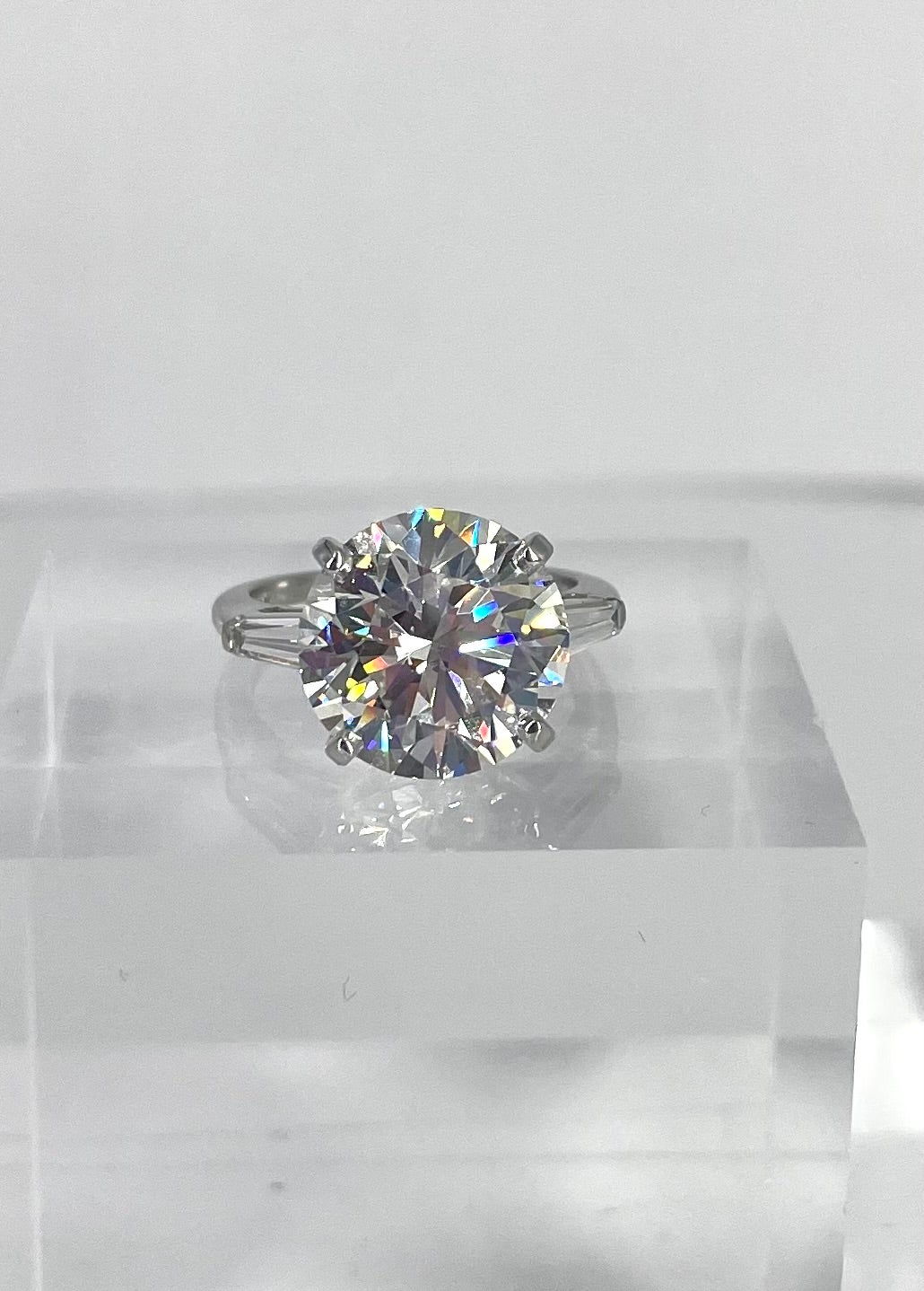 J. Birnbach GIA H VVS2 7.33 ct Round Diamond Ring with Petite Tapered ...