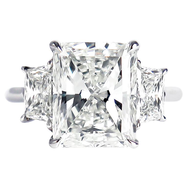 5.01 Carat Radiant-Cut Three Stone Engagement Ring at 1stDibs