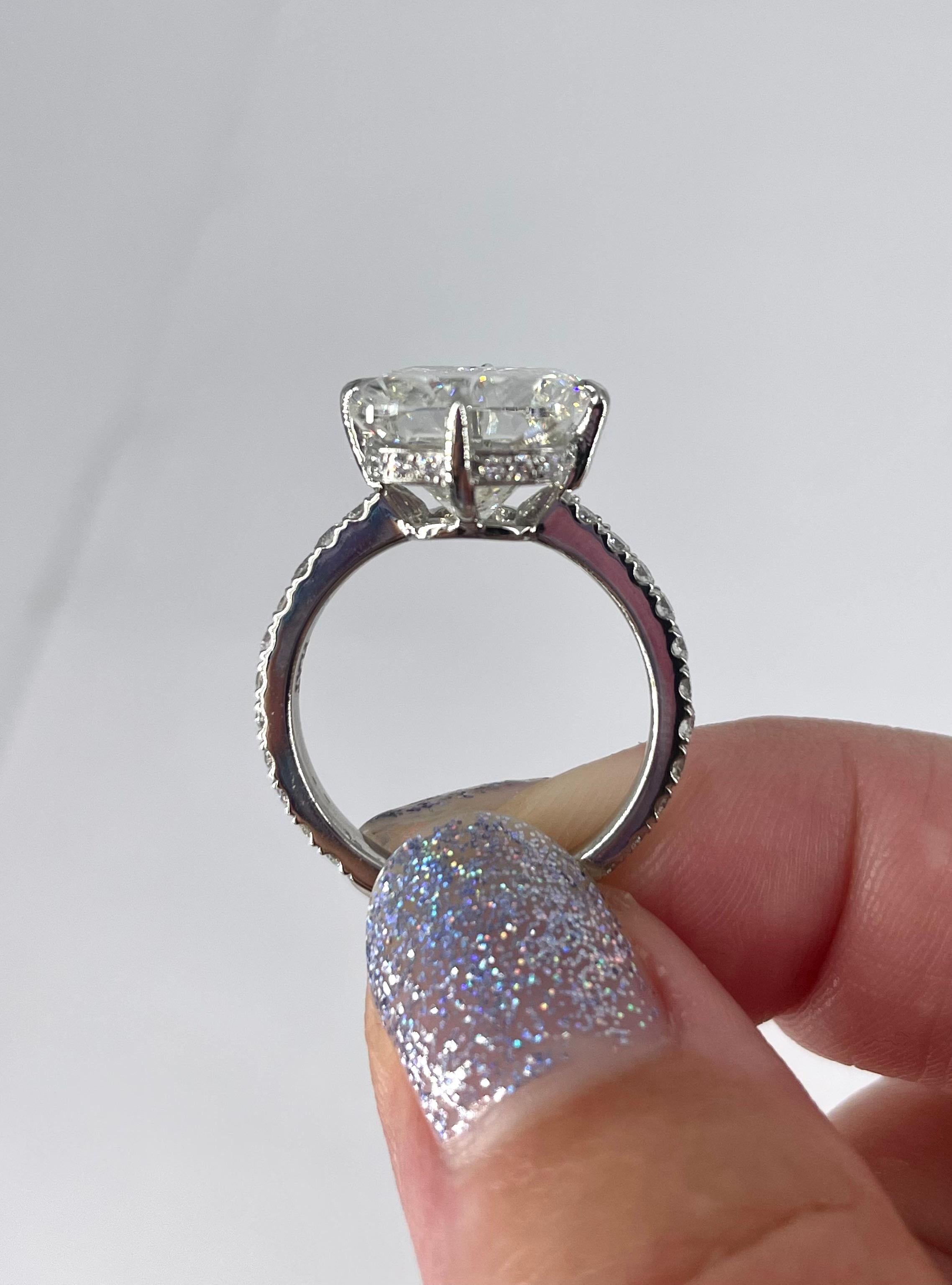 J. Birnbach 7.22 carat Cushion Brilliant Compass Prong Pave Engagement ...