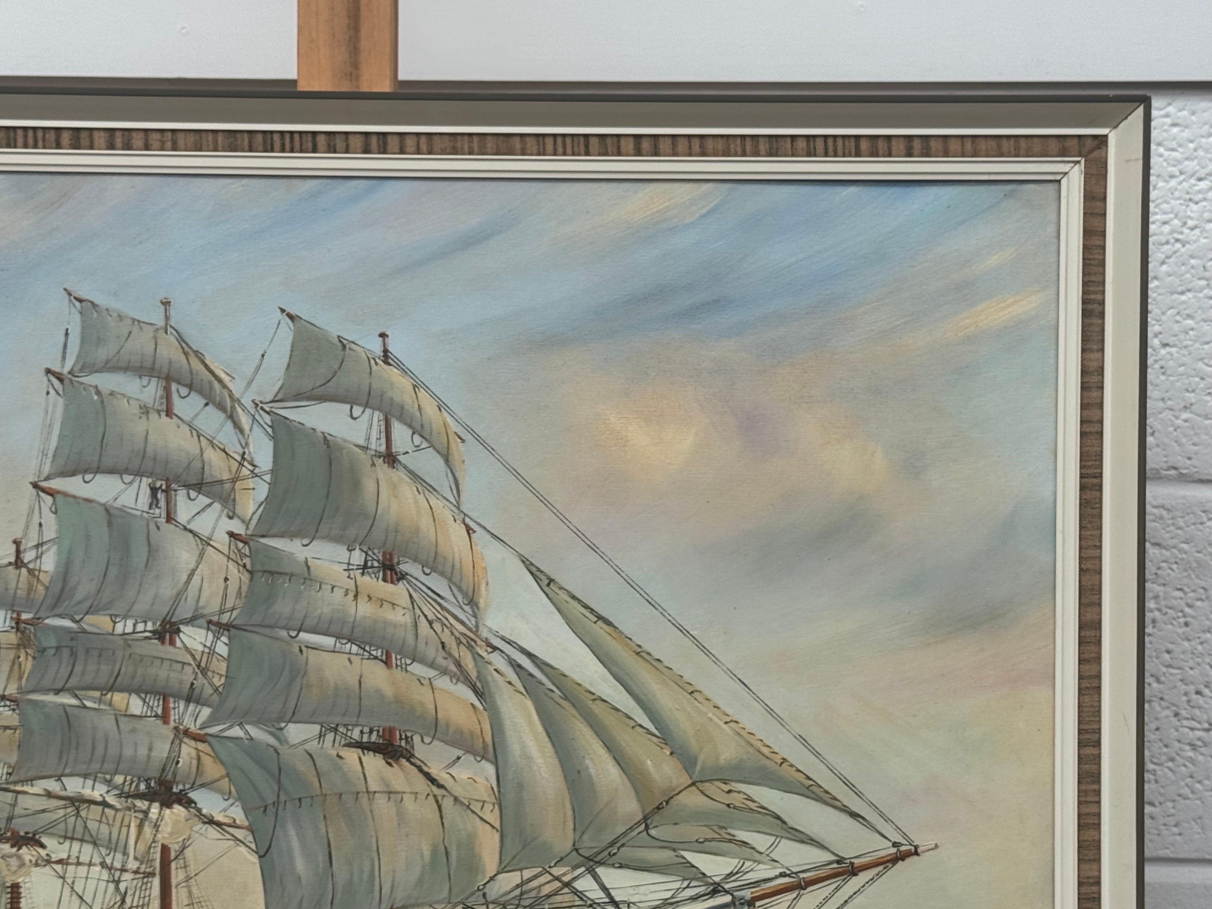 J Bishop - The Coriolanus Clipper Sailing Ship at Sea - Vintage 20th ...