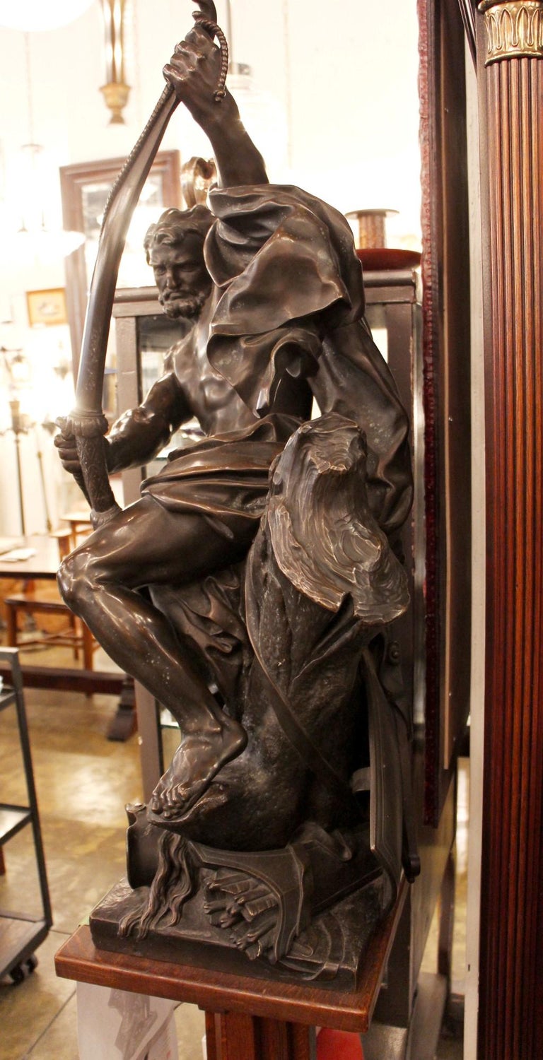 J. Bousseau "Bronze Ulysses Bending His Bow Sculpture", circa 1900 For ...