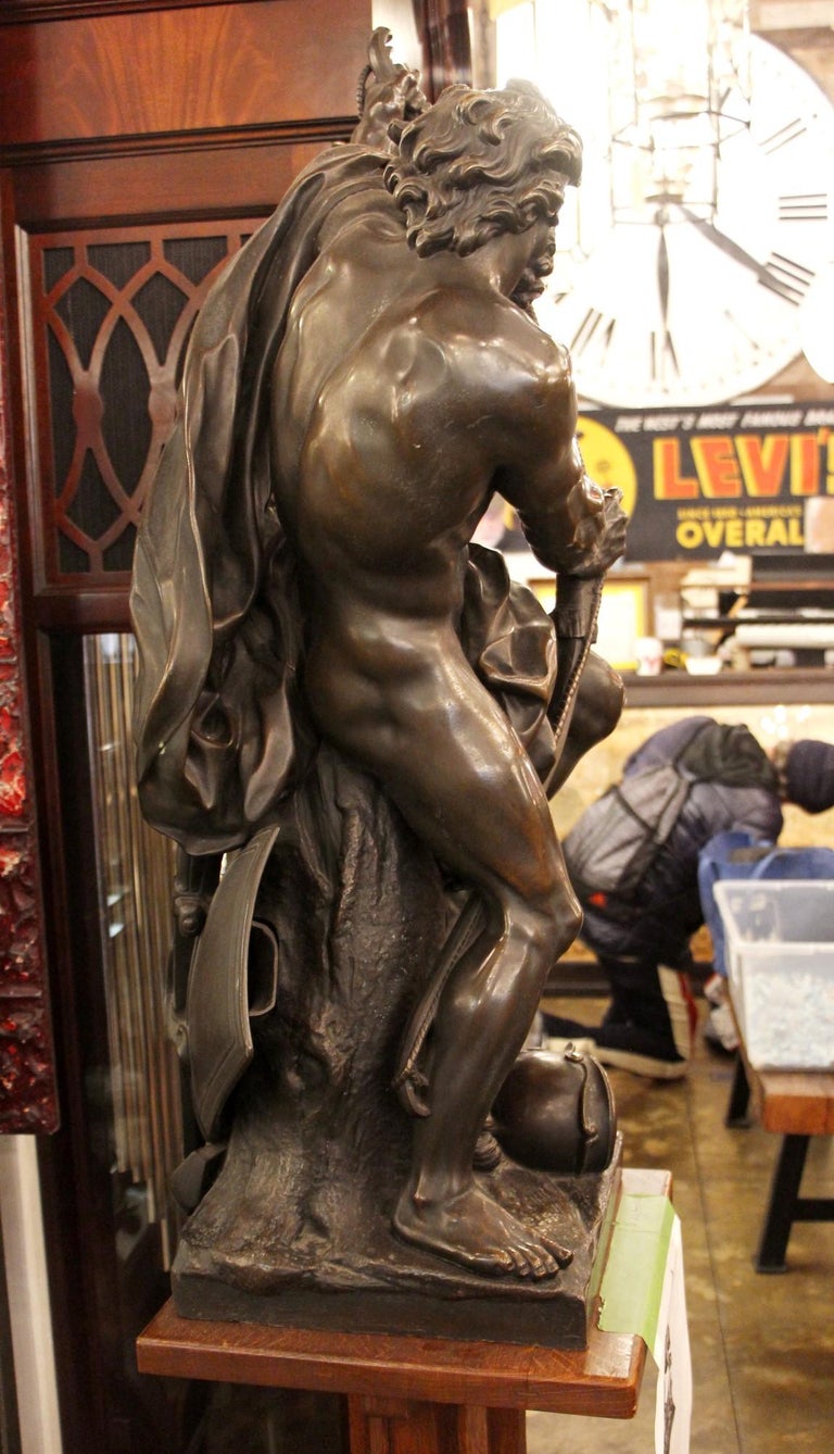 J. Bousseau "Bronze Ulysses Bending His Bow Sculpture", circa 1900 For ...