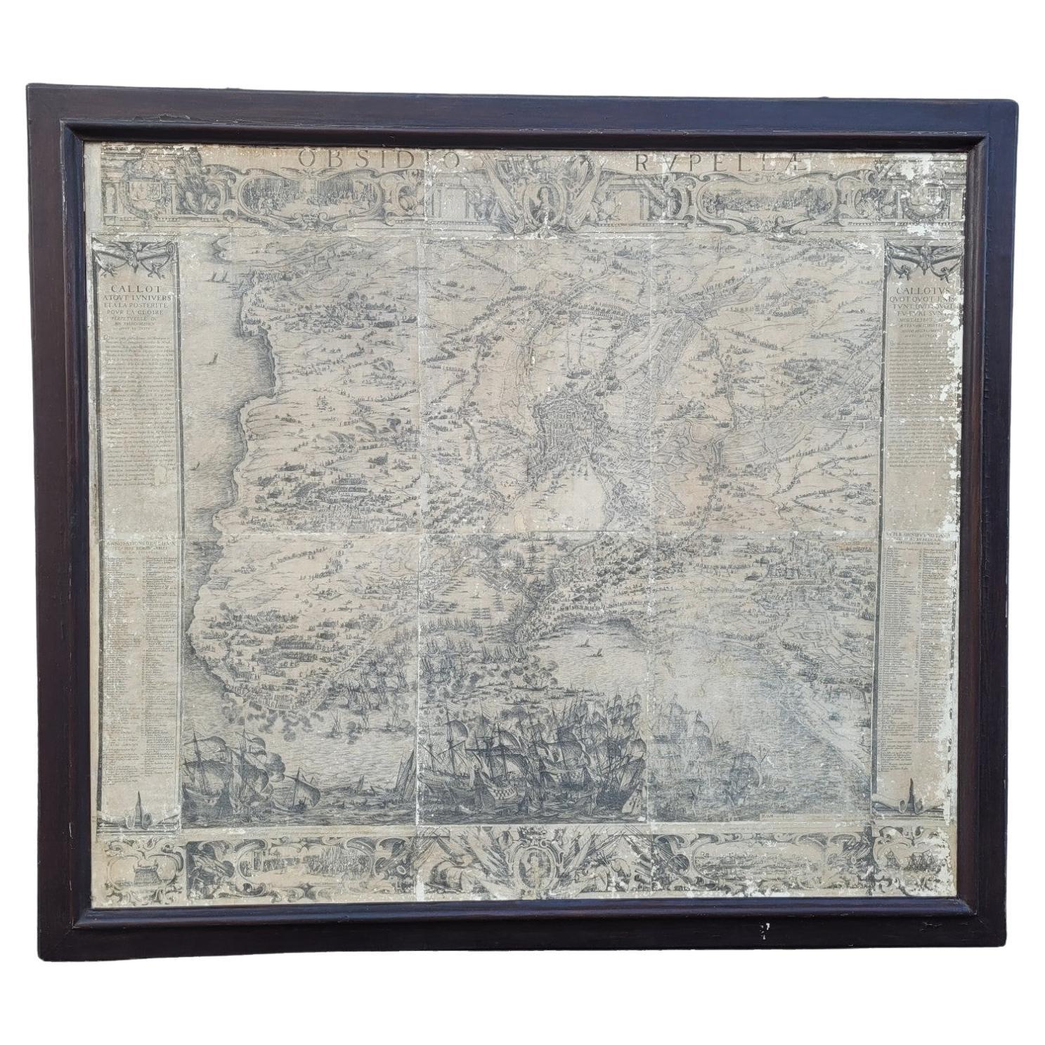 J Callot, Siège De La Rochelle, Large Frame Engraving, XVIIth/ XVIIIth ...