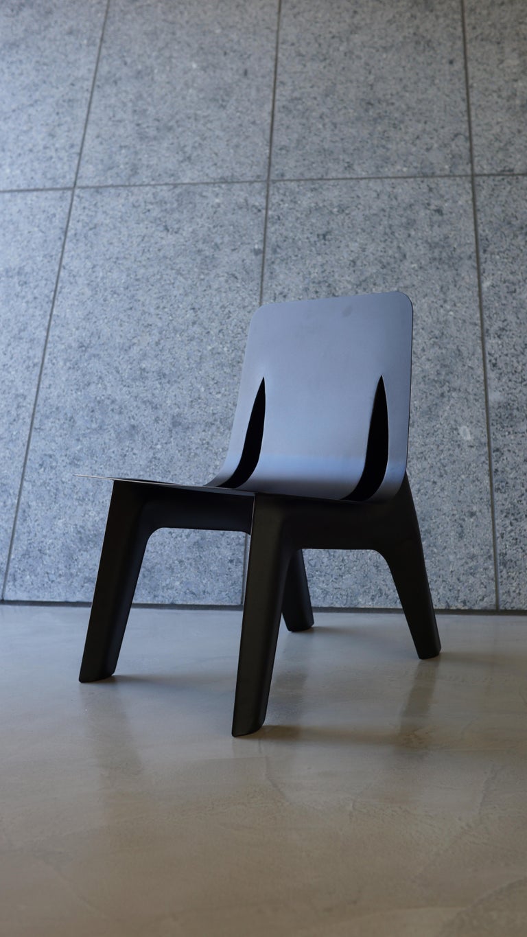 J-Chair Dining Polished Graphite Grey Color Carbon Steel Seating by ...