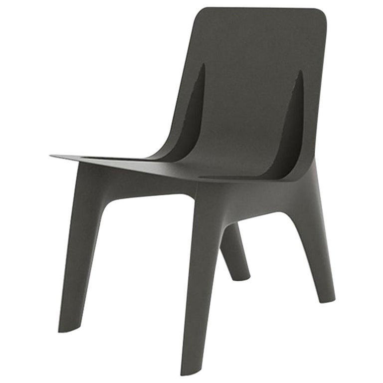 J-Chair Dining Polished Umbra Grey Color Carbon Steel Seating by Zieta ...