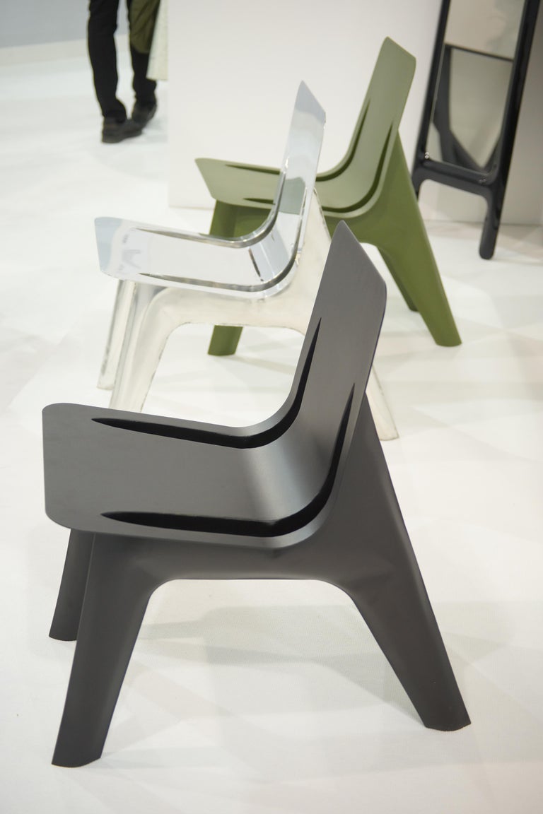 J-Chair Lounge Polished Graphite Grey Color Carbon Steel Seating by ...