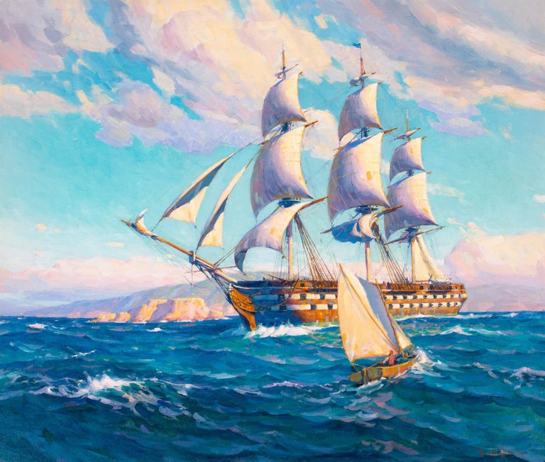 J. Duncan Gleason - The USS OHIO Leaving San Pedro, 1849 For Sale at ...