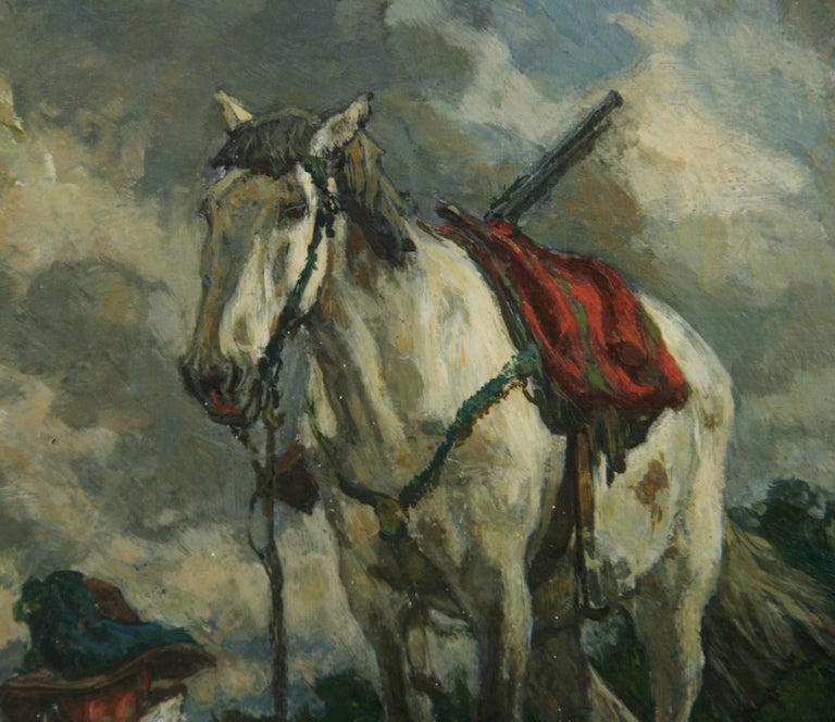 J Farrel - Antique Equestrian Painting on wood The Sentinel 1908 For ...
