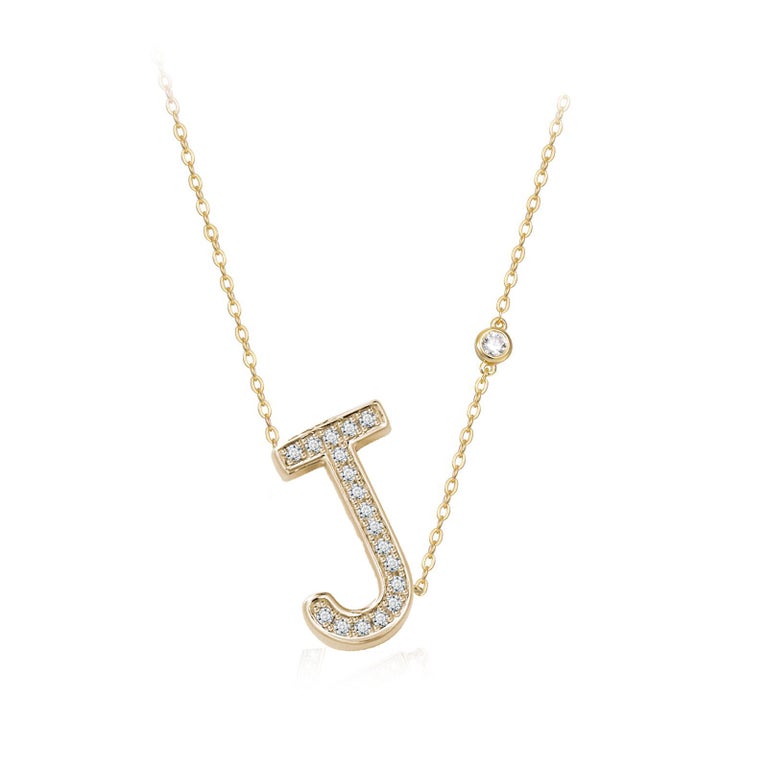 J Initial Bezel Chain Necklace For Sale at 1stDibs