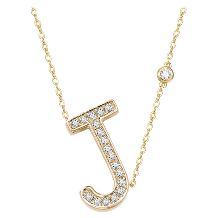 J Initial Bezel Chain Necklace For Sale at 1stDibs
