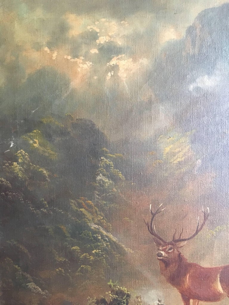 J. Lewis - Monarch of the Glen, Highland Stag, Antique Oil Painting ...