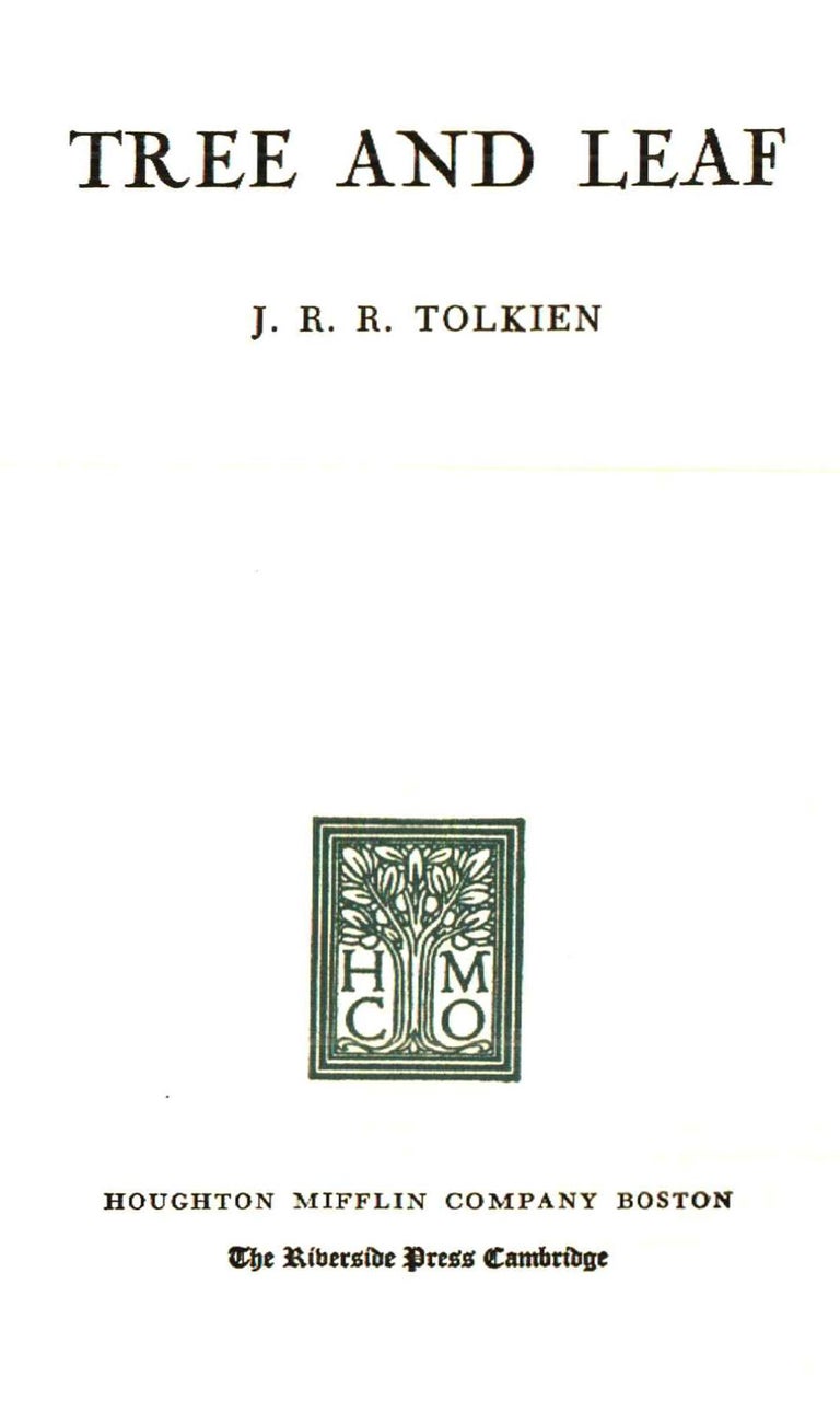 J. R. R. Tolkien's Tree and Leaf, 1965 For Sale at 1stDibs