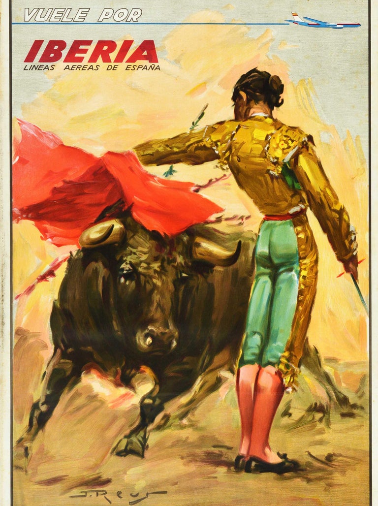 J Reus - Original Vintage Travel Poster Fly With Iberia Airlines ...