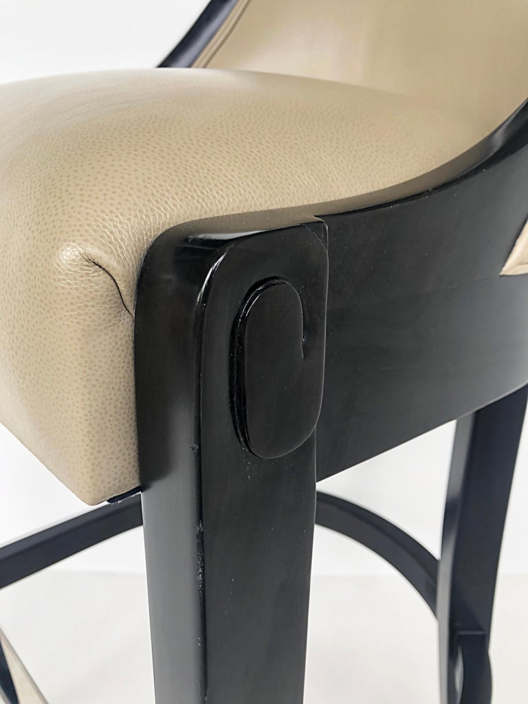 J. Robert Scott Roma Bar Stools in Black Lacquered and Goose Down, Pair ...