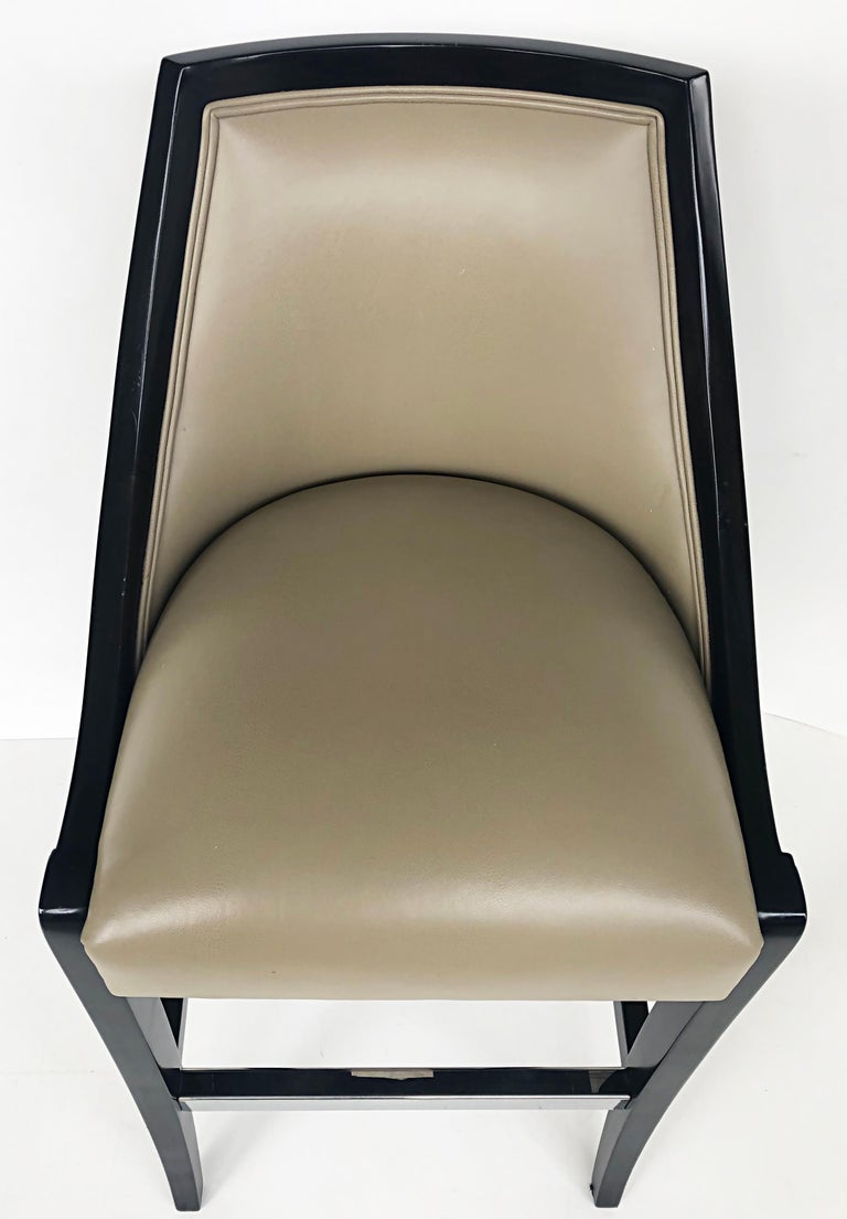 J. Robert Scott Roma Bar Stools in Black Lacquered and Goose Down, Pair ...