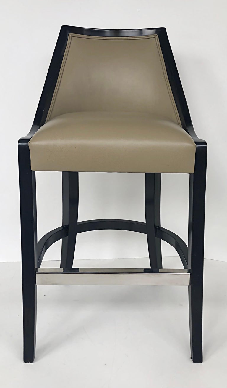 J. Robert Scott Roma Bar Stools in Black Lacquered and Goose Down, Pair ...