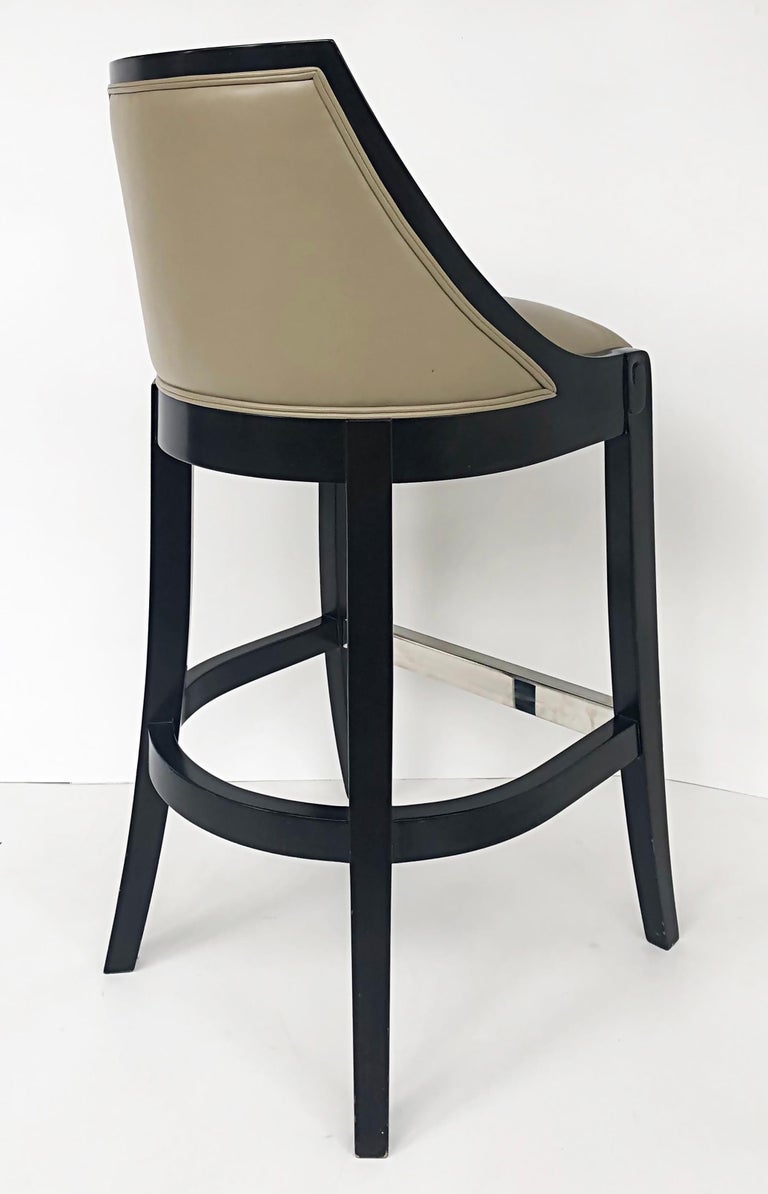 J. Robert Scott Roma Bar Stools in Black Lacquered and Goose Down, Pair ...