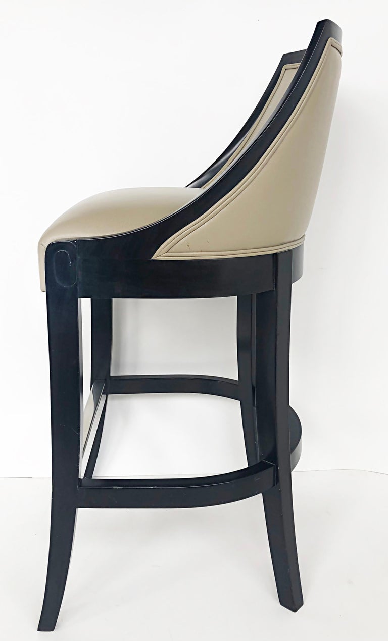 J. Robert Scott Roma Bar Stools in Black Lacquered and Goose Down, Pair ...