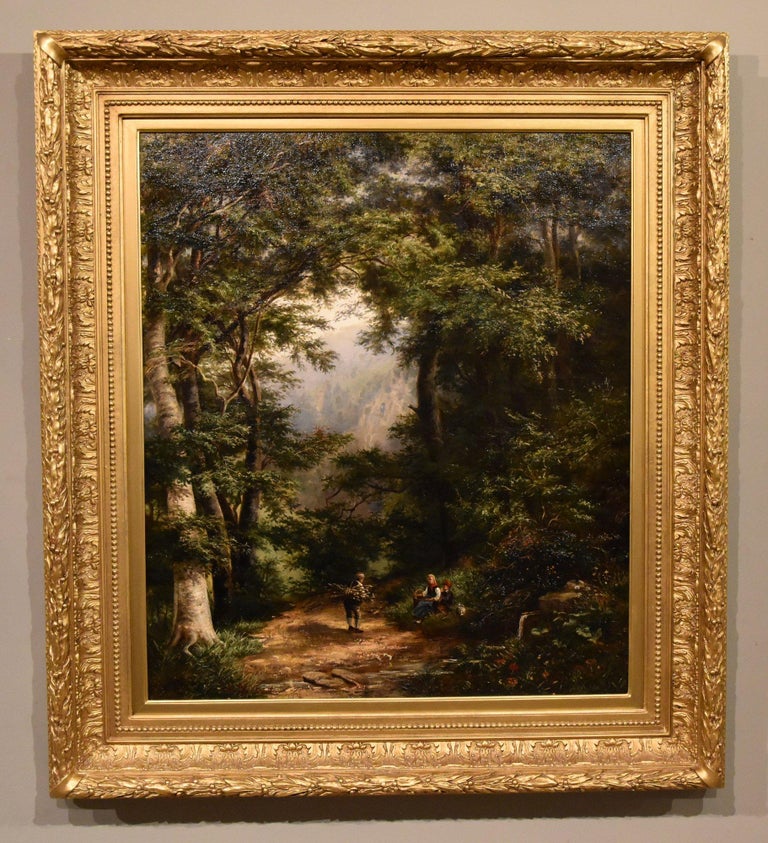 J Volkard - Peinture à l'huile de J Volkard « Gathering Kindling in the ...