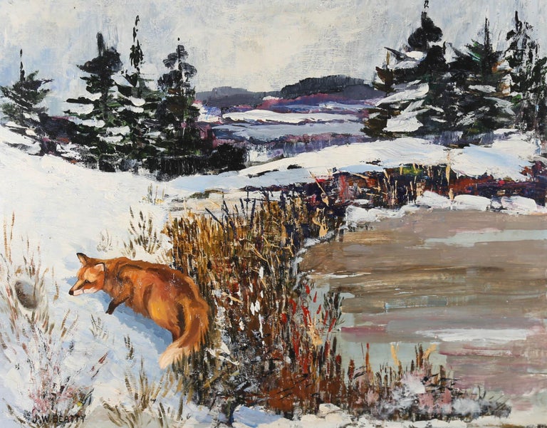 J. W. Beatty - J. W. Beatty - Mid 20th Century Oil, Winter Fox For Sale ...