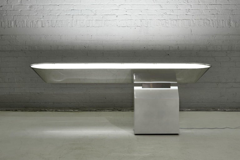J. Wade Off Beam Stainless Console for Brueton, 1970 For Sale at 1stDibs