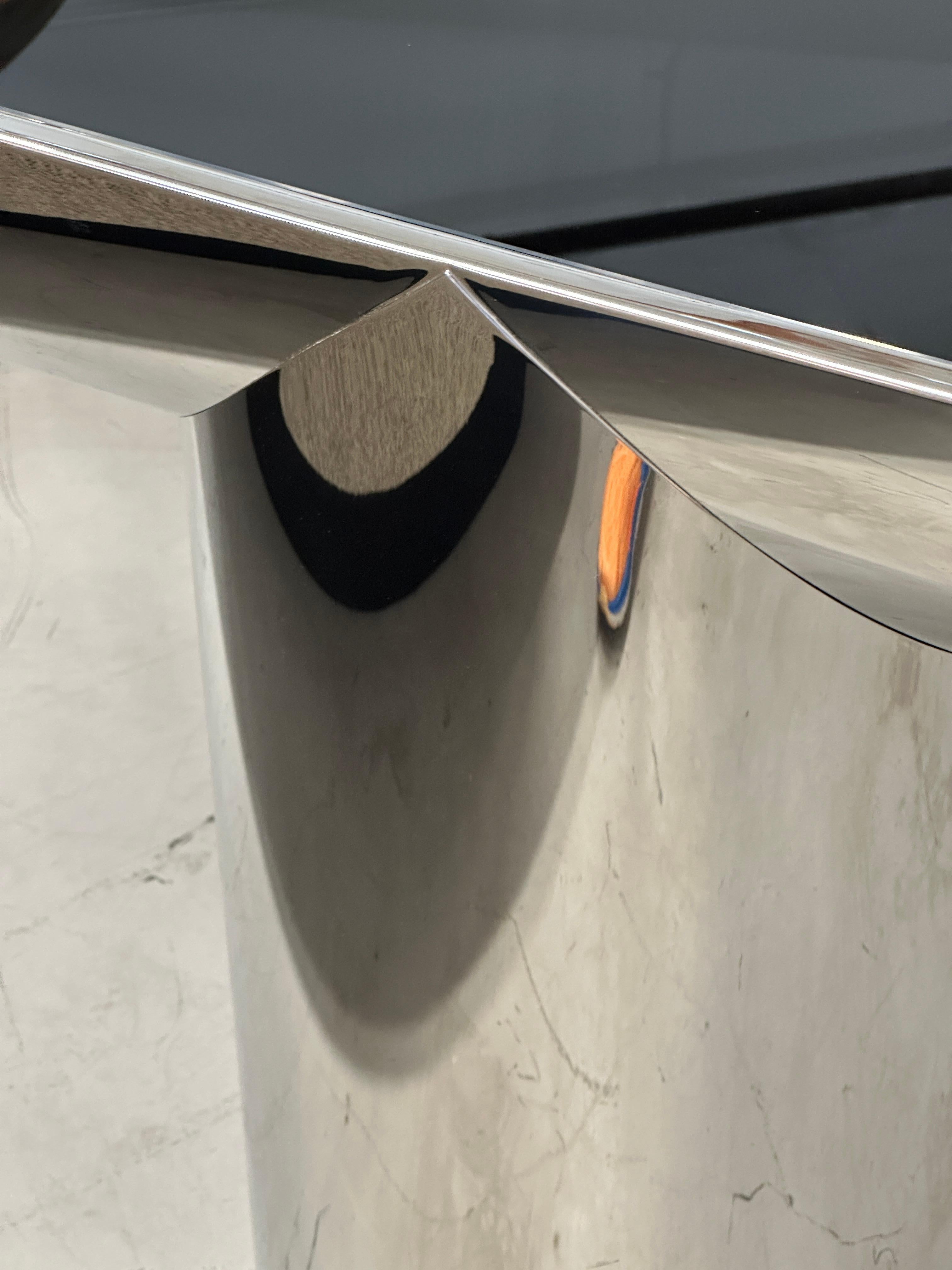 J Ward Beam for Brueton Steel and Black Glass Console For Sale at 1stDibs