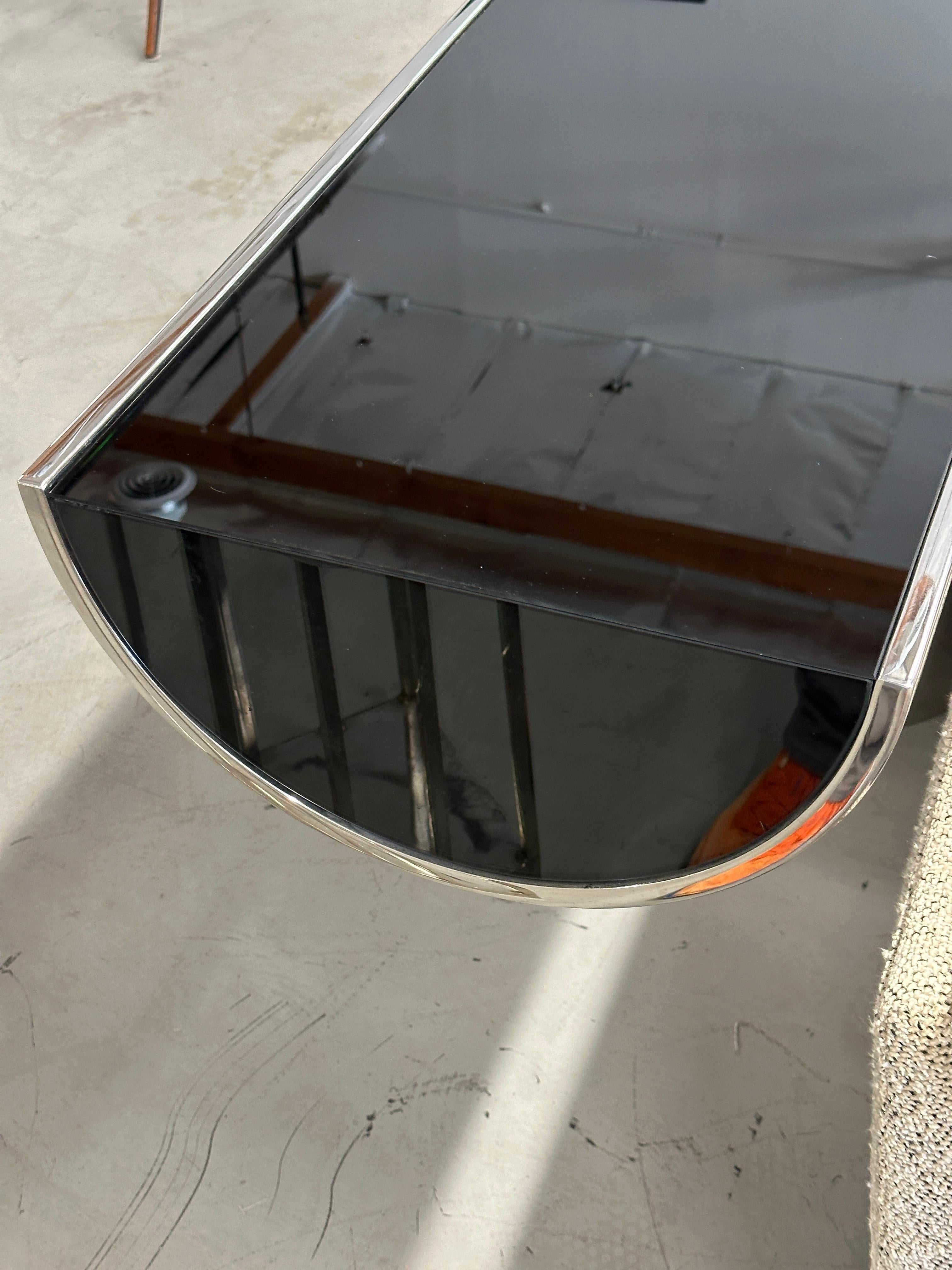 J Ward Beam for Brueton Steel and Black Glass Console For Sale at 1stDibs