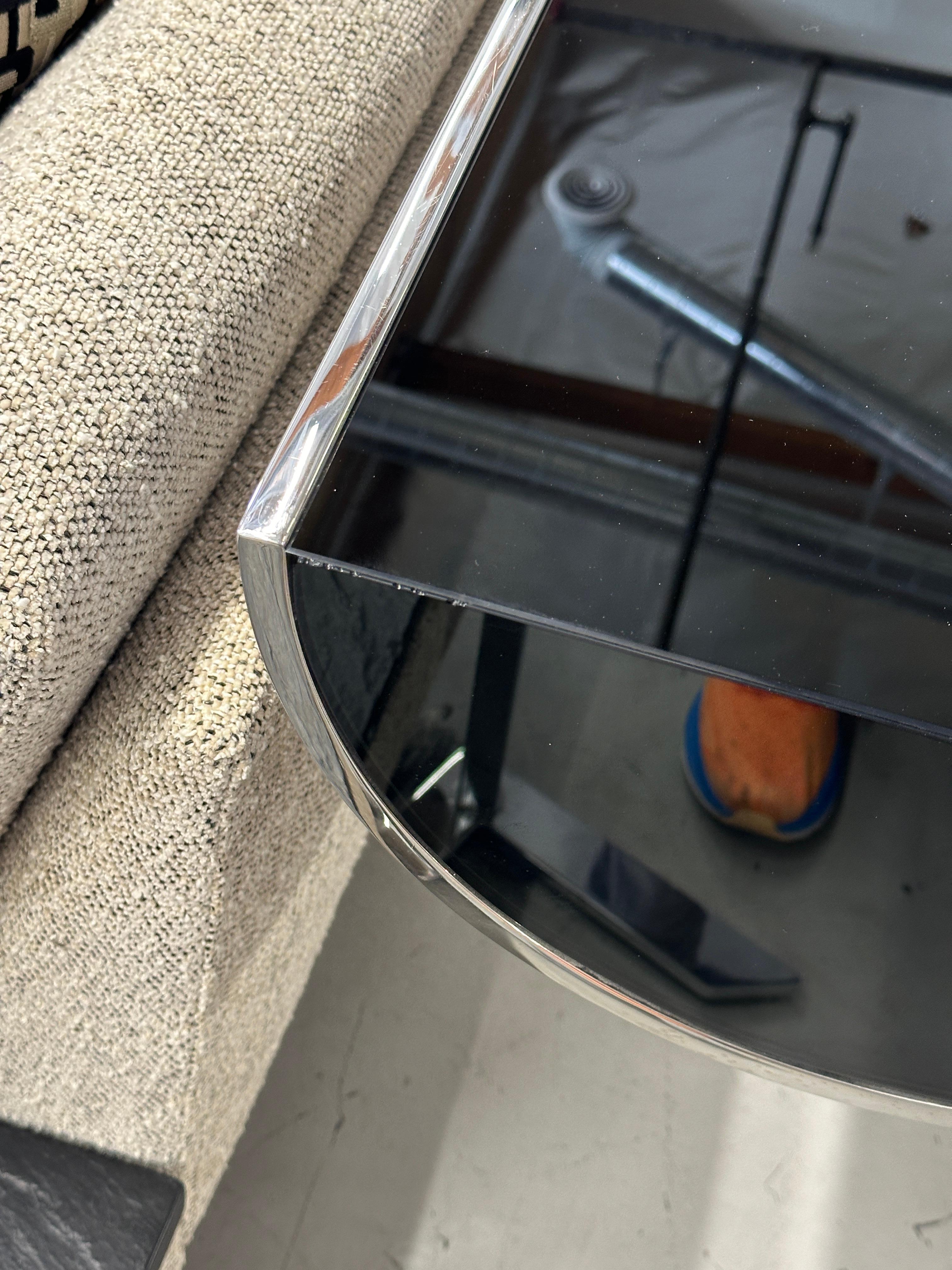 J Ward Beam for Brueton Steel and Black Glass Console For Sale at 1stDibs