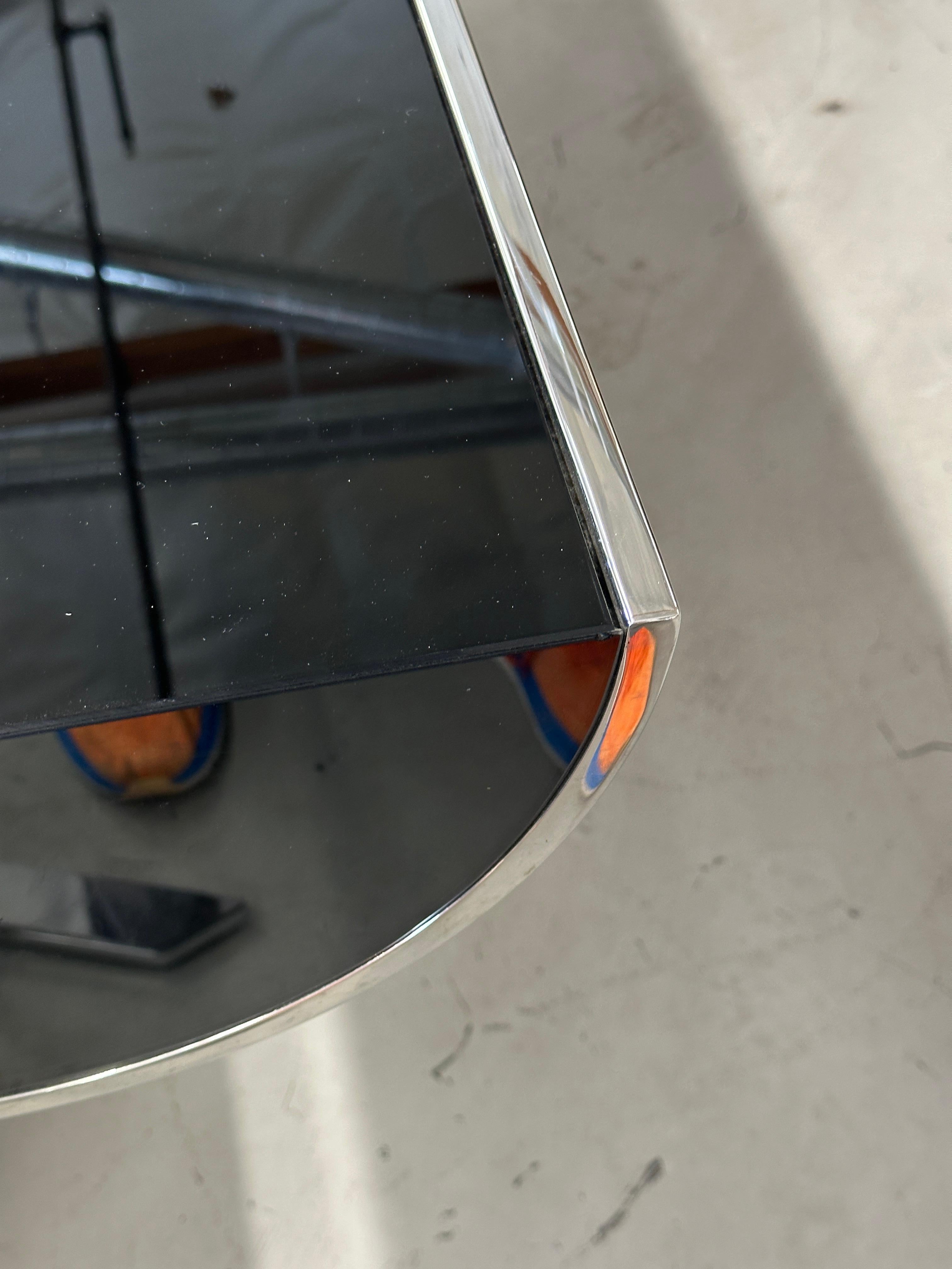 J Ward Beam for Brueton Steel and Black Glass Console For Sale at 1stDibs