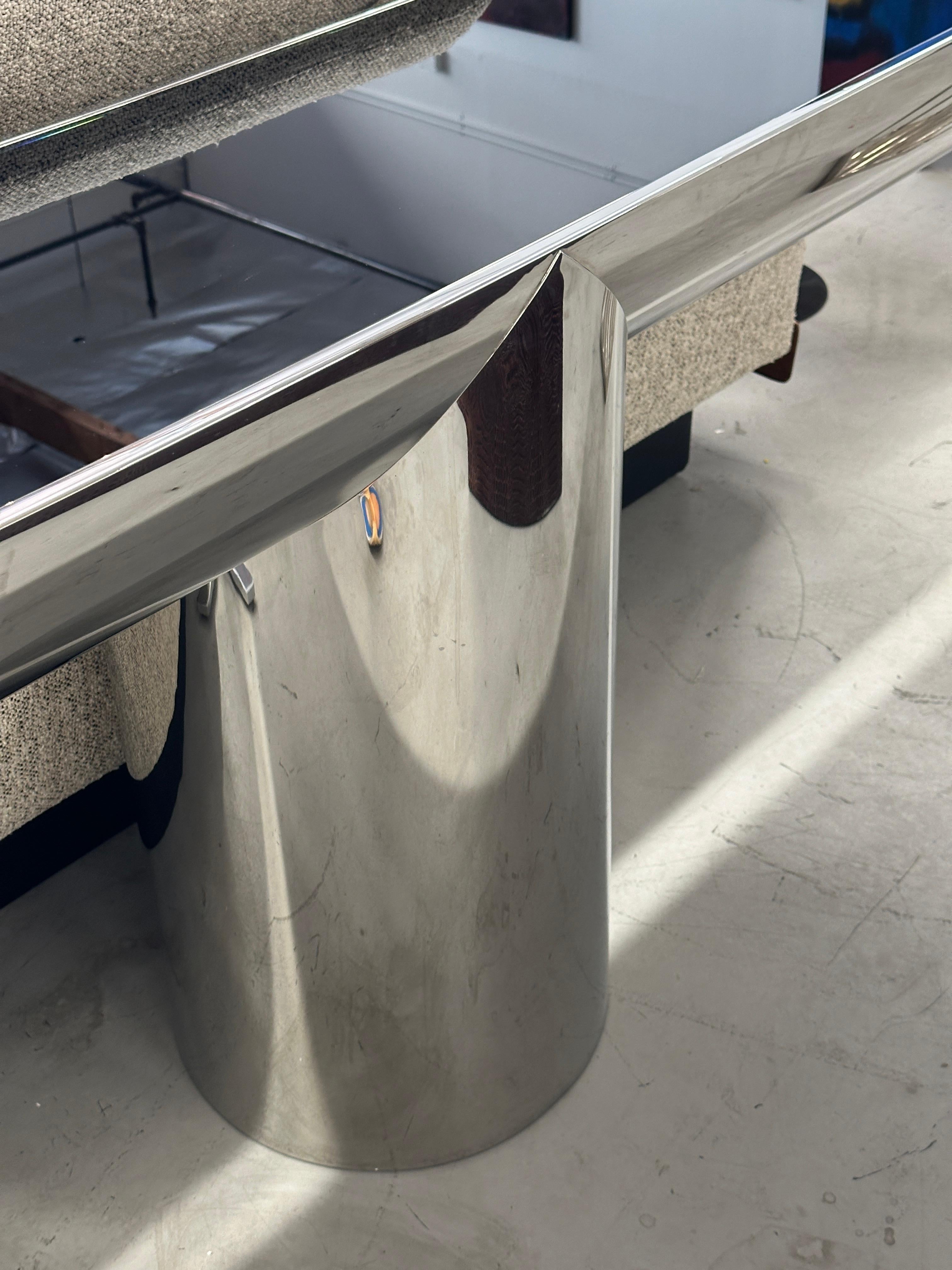 J Ward Beam for Brueton Steel and Black Glass Console For Sale at 1stDibs