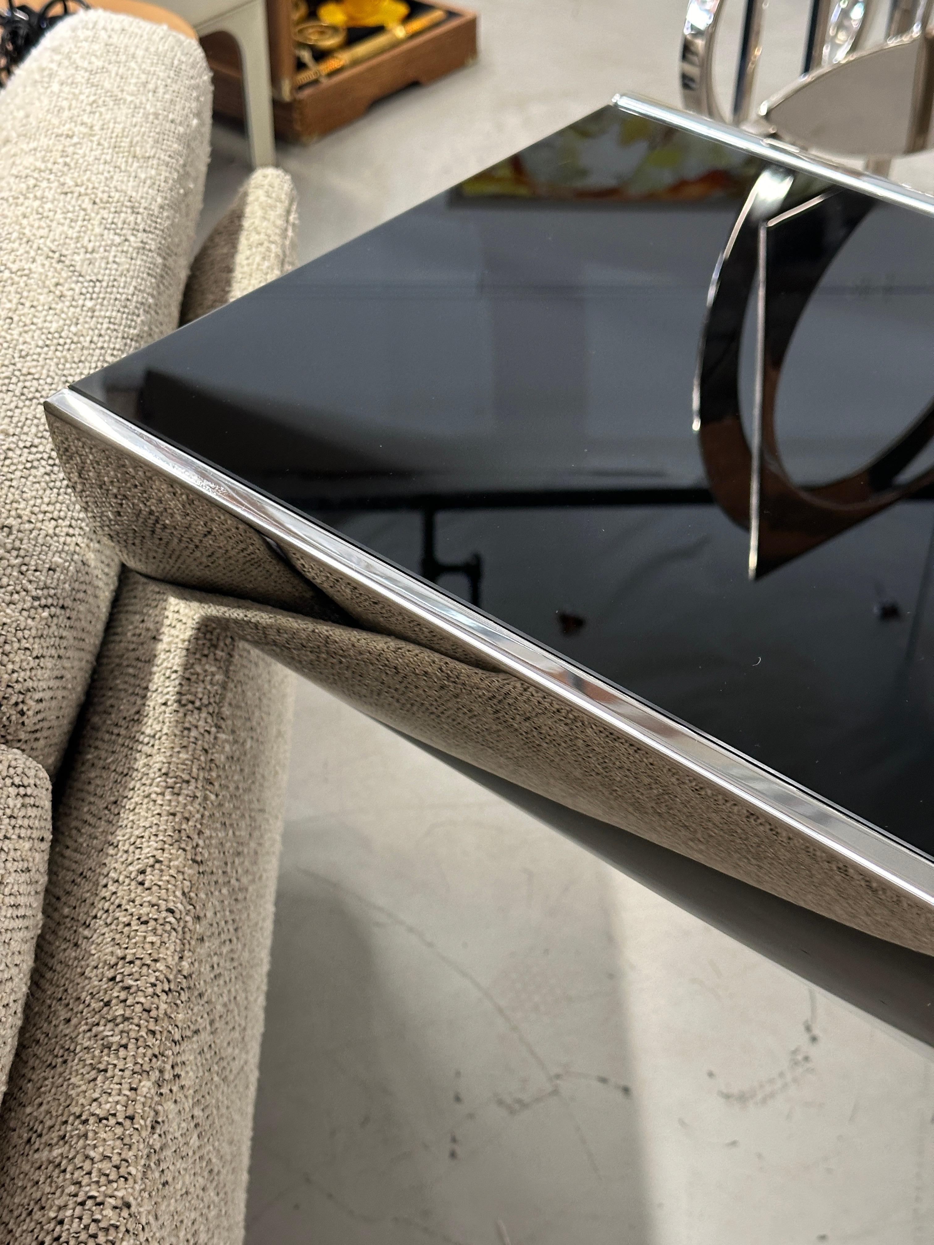 J Ward Beam for Brueton Steel and Black Glass Console For Sale at 1stDibs