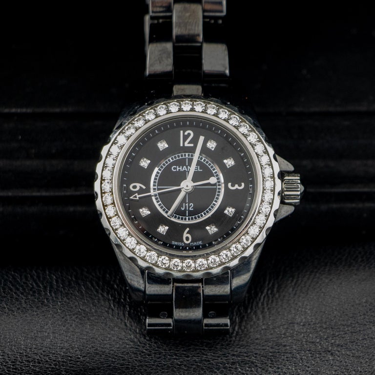 J12 Chanel Black Highly Resistant Ceramic and Steel Watch at 1stDibs