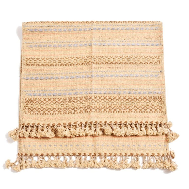 JAALI Handloom Wool Indian Rug in Soft Earthy Pastel Tones For Sale at ...